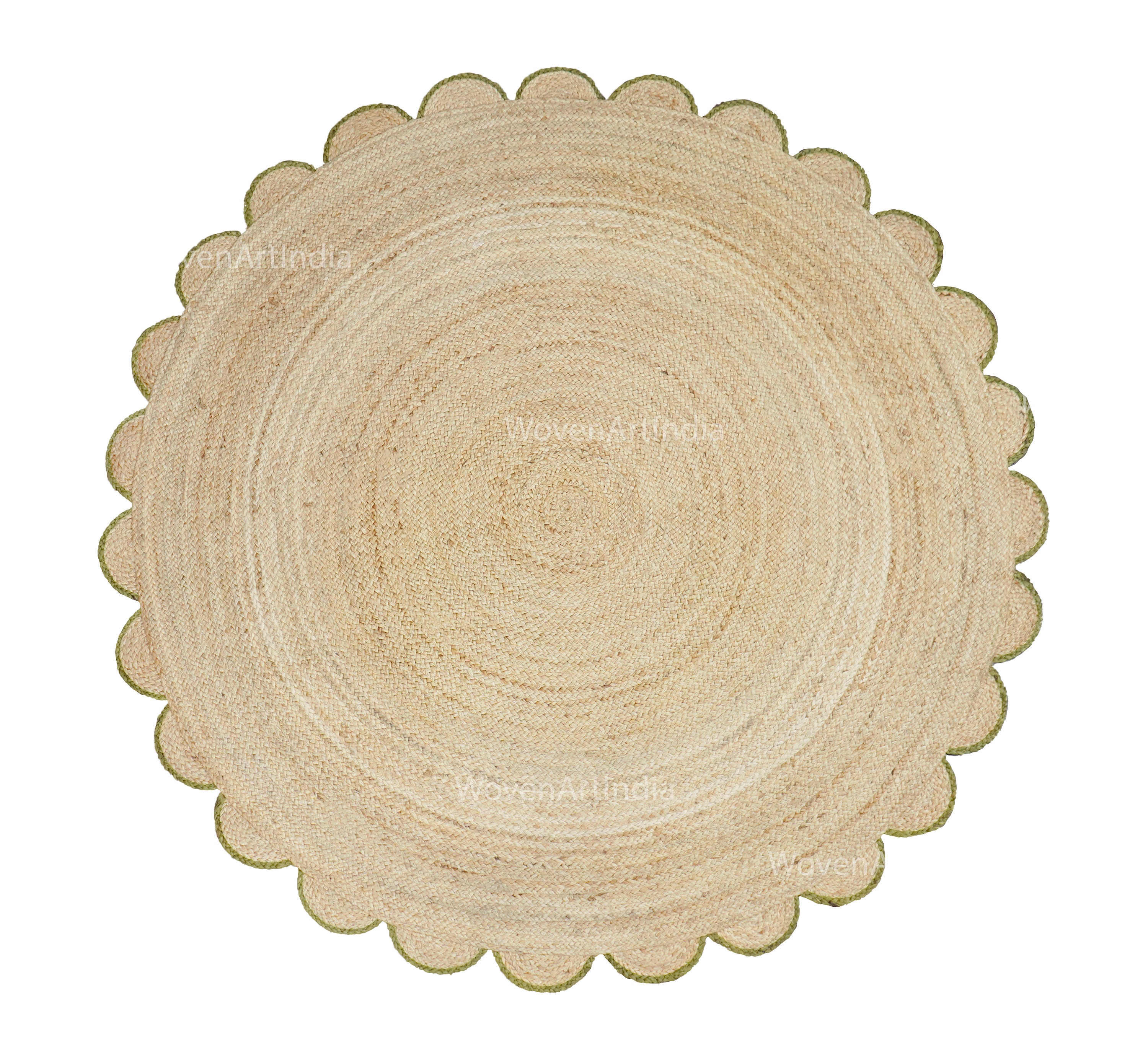 Natural Jute Scallop Round Rug Bohemian Round Rug Custom - Etsy