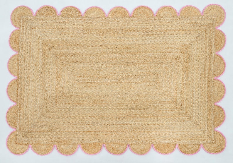 Scallop Natural Jute Rug, Scalloped Edge Bohemian Rug, Braided Area Rug ...