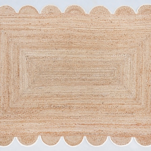 Scallop Natural Jute Rug, Scalloped Edge Bohemian Rug, Braided Area Rug ...
