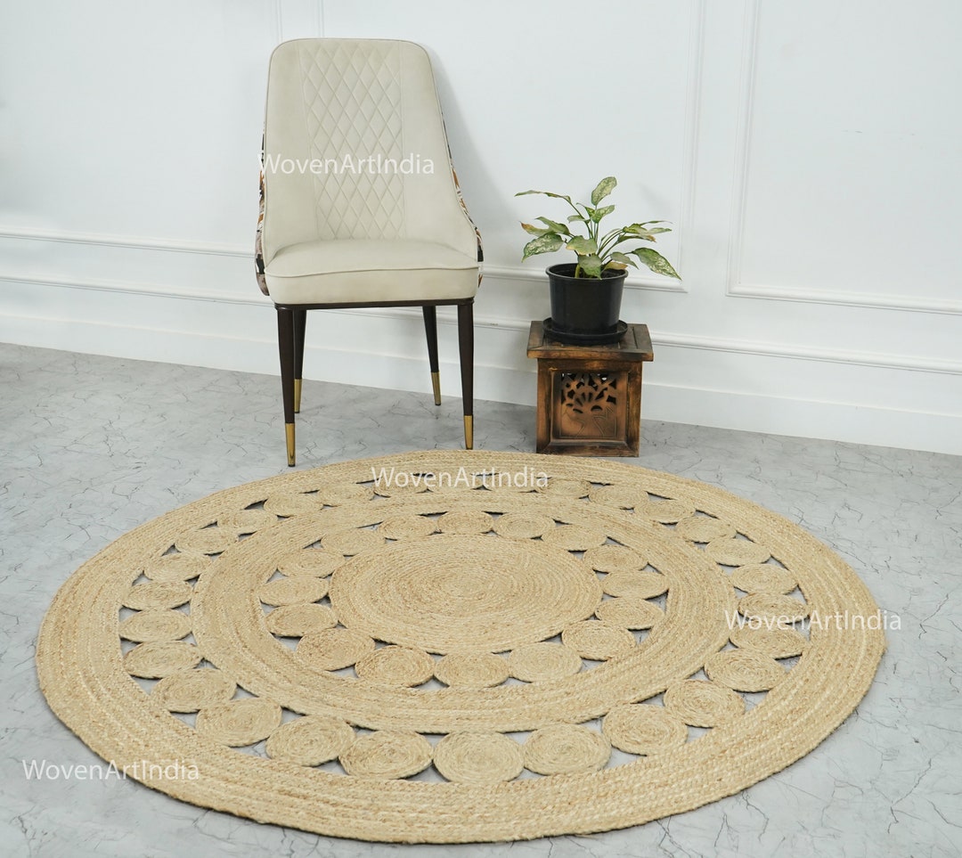 Braided Jute Rug, Natural Jute Round Rug, Boho Rug, Custom Size Rug ...