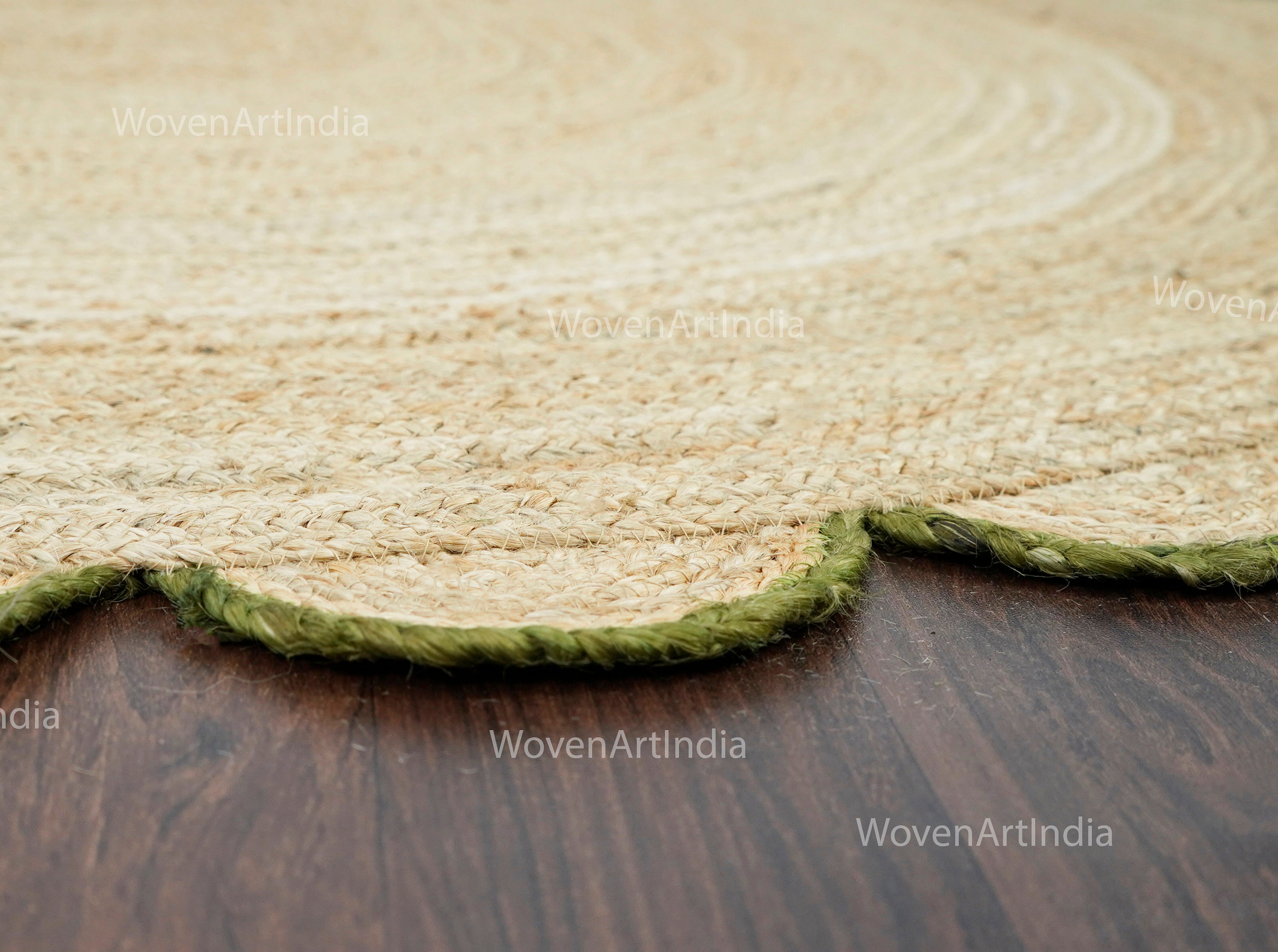 Natural Jute Scallop Round Rug Bohemian Round Rug Custom - Etsy
