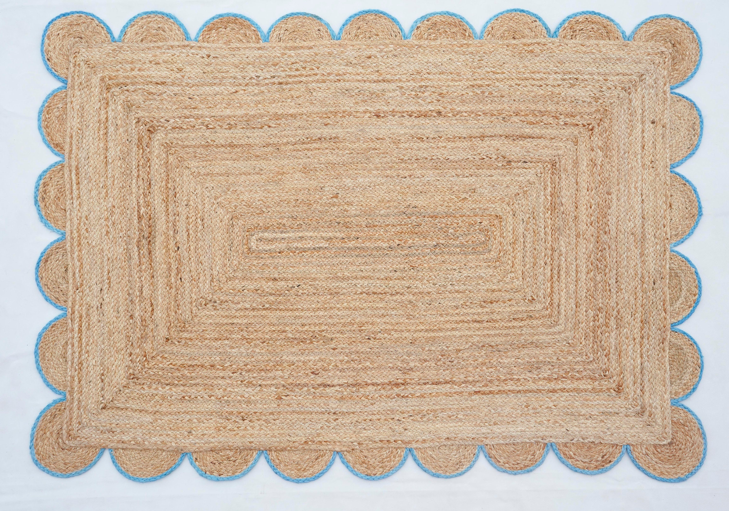 Scallop Natural Jute Rug, Scalloped Edge Bohemian Rug, Braided Area Rug ...