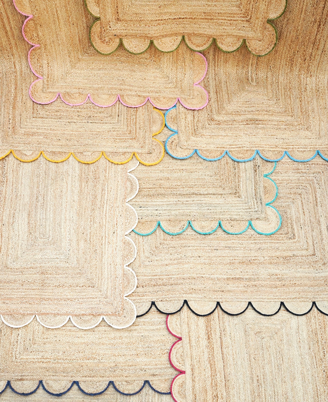 Scallop Natural Jute Rug, Scalloped Edge Bohemian Rug, Braided Area Rug ...