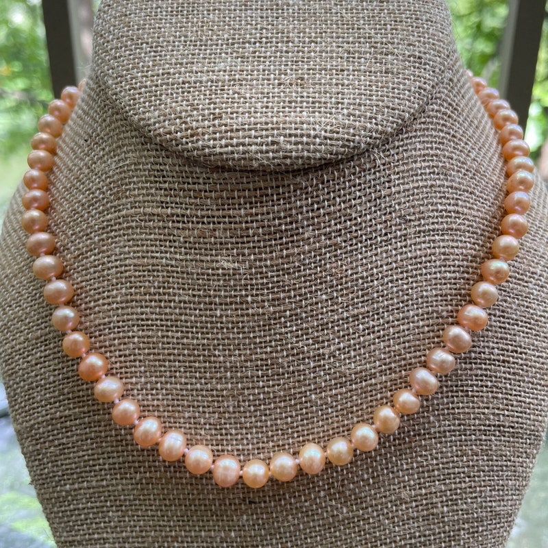 Pink Pearl Necklace - Etsy