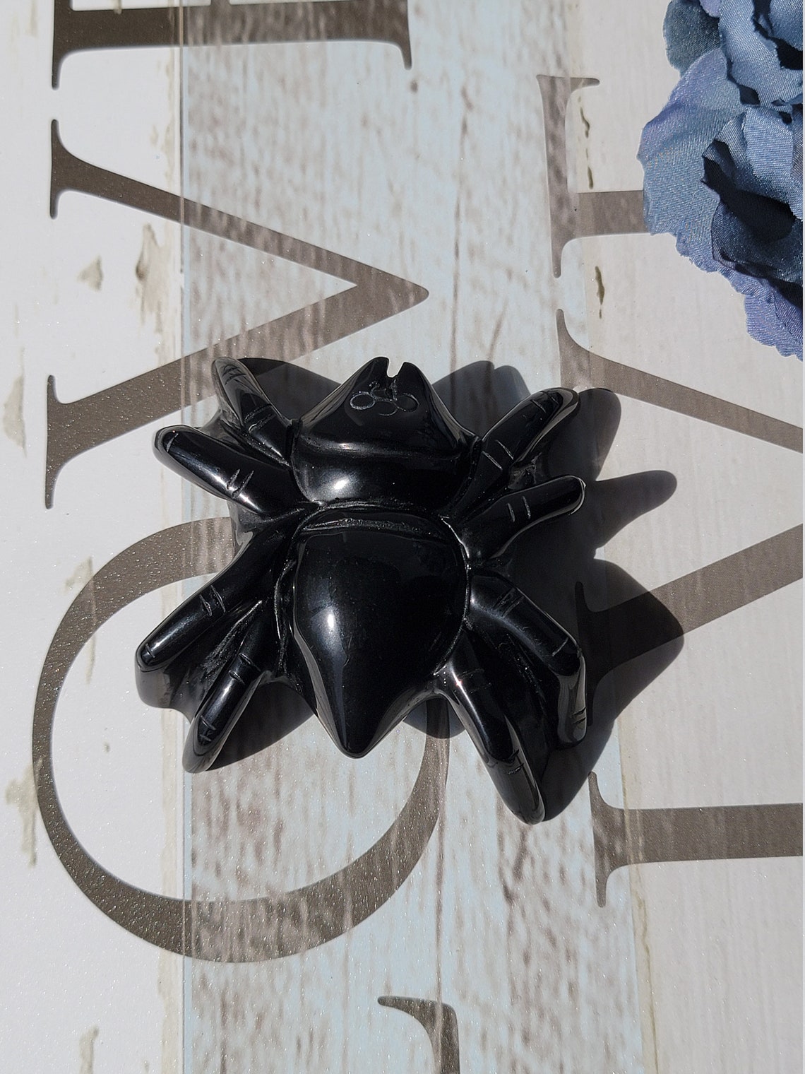 Beautifully Carved Black Obsidian Spider/ Cleanse and Ground | Etsy