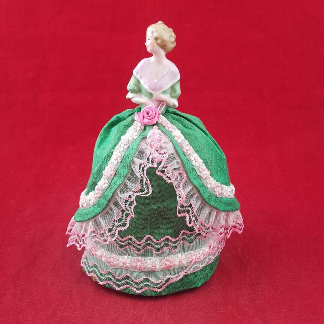 Vintage Porcelain Pin Cushion Half Doll Dressed 7055 Oa Etsy