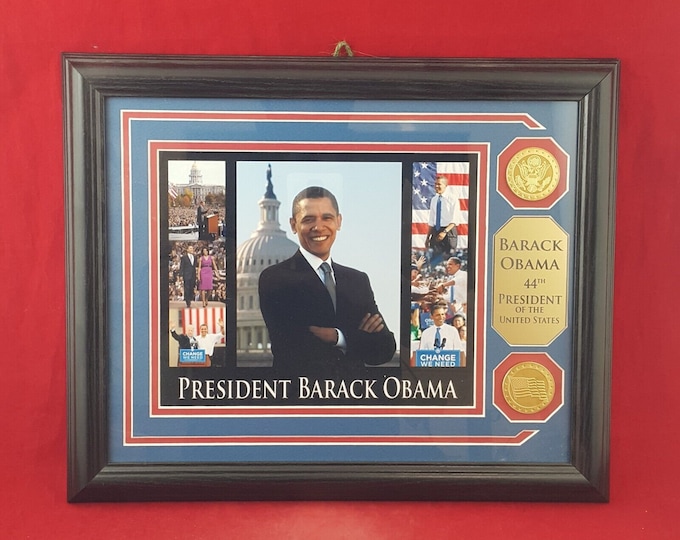 Barack Obama 44th President Photo Frame Collector Coins & Plaque 8536 O ...