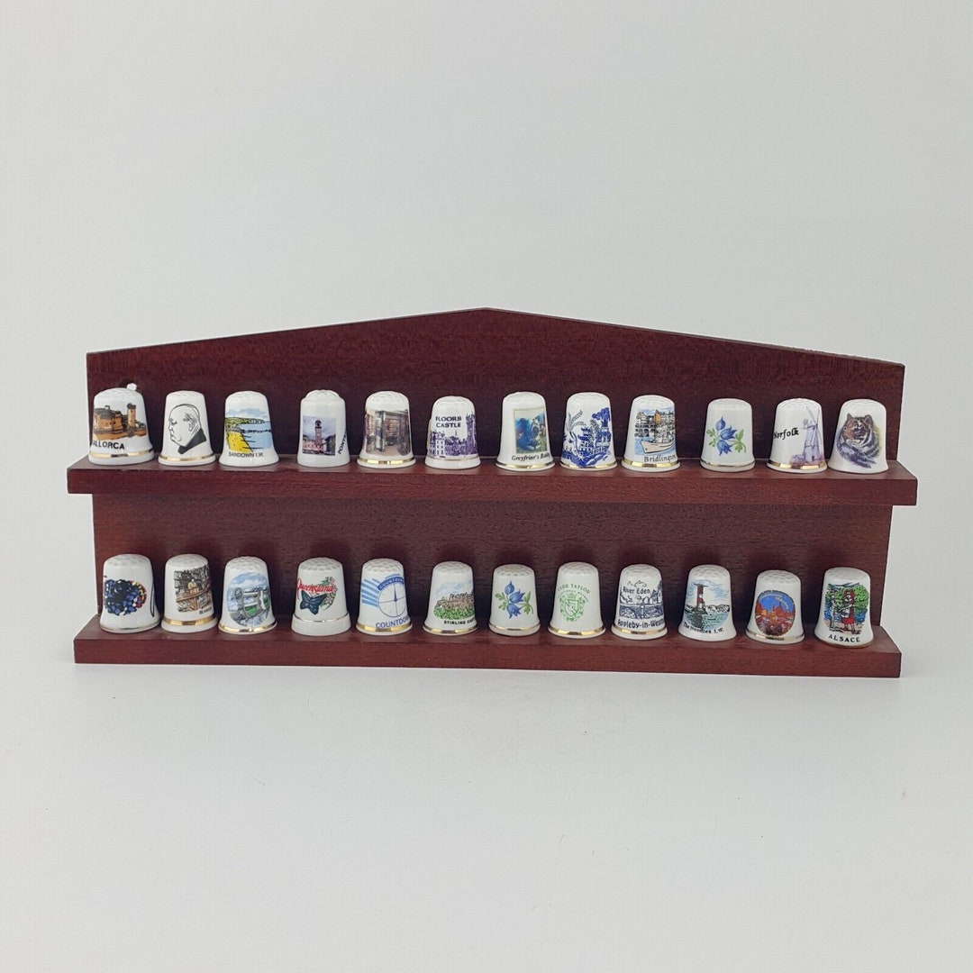24 X Vintage Decorative Bone China Thimbles in Wooden Stand 7903 OA - Etsy