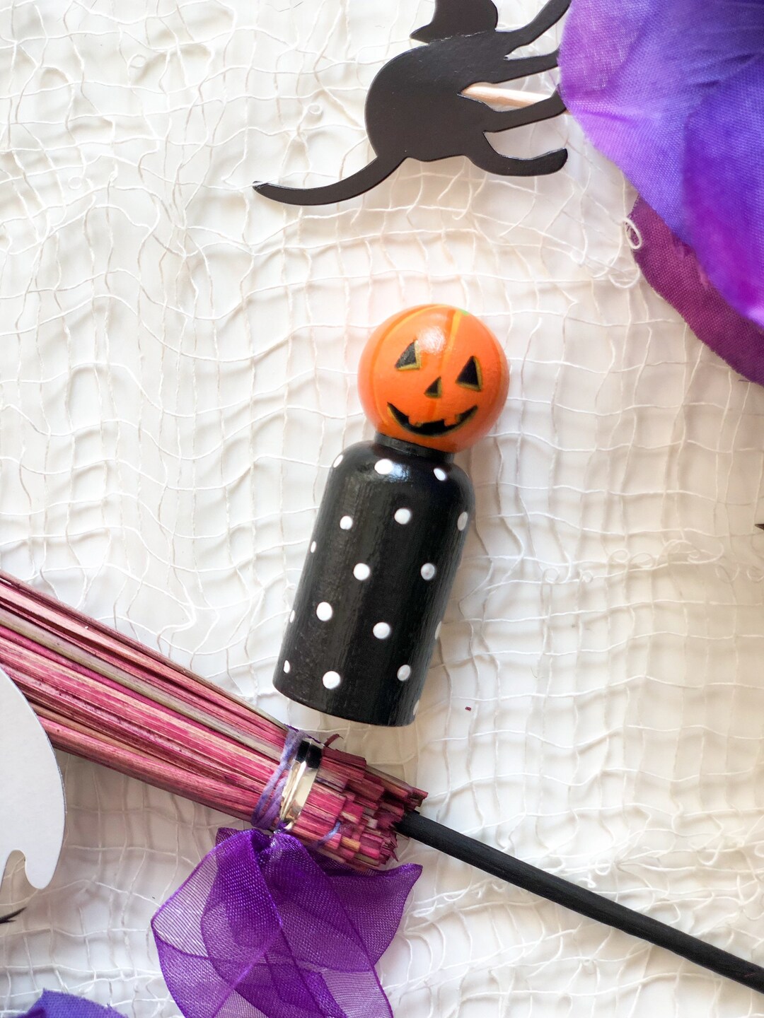 Pumpkin Head Peg Doll - Etsy
