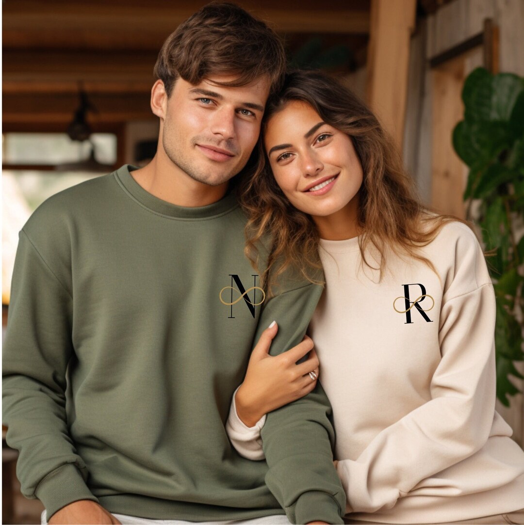 Custom Couple Sweatshirt | Personalized Letters Name Combi Sweatshirt ...
