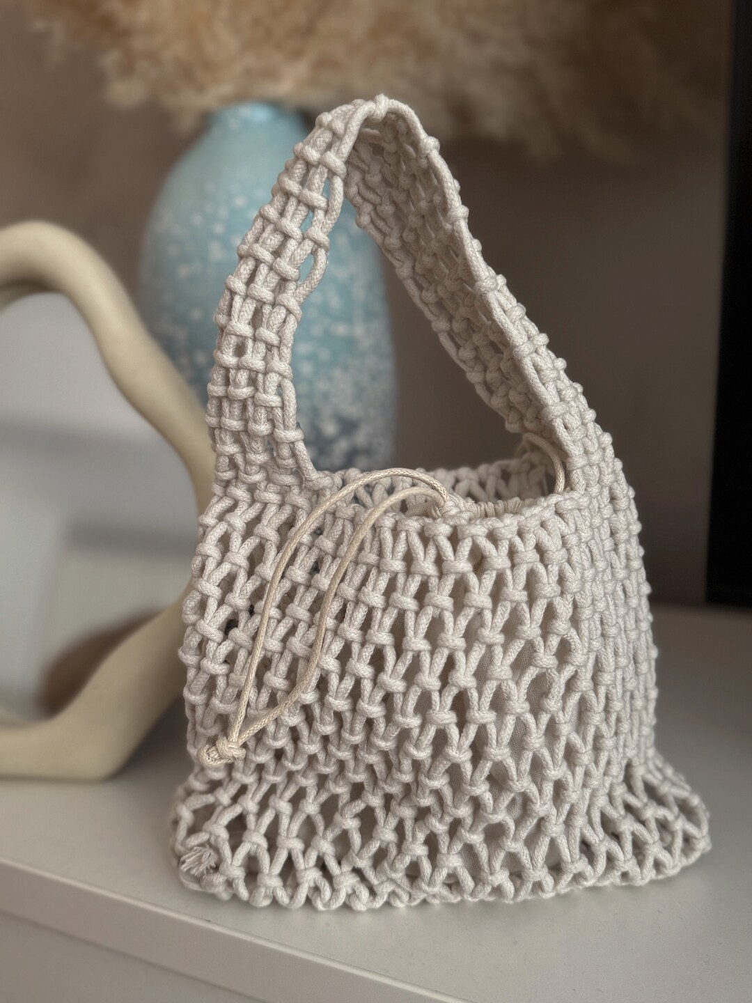 Macrame Net Bag, Knitted Net Bag, Summer Makrame Bag, Bag for Summer ...
