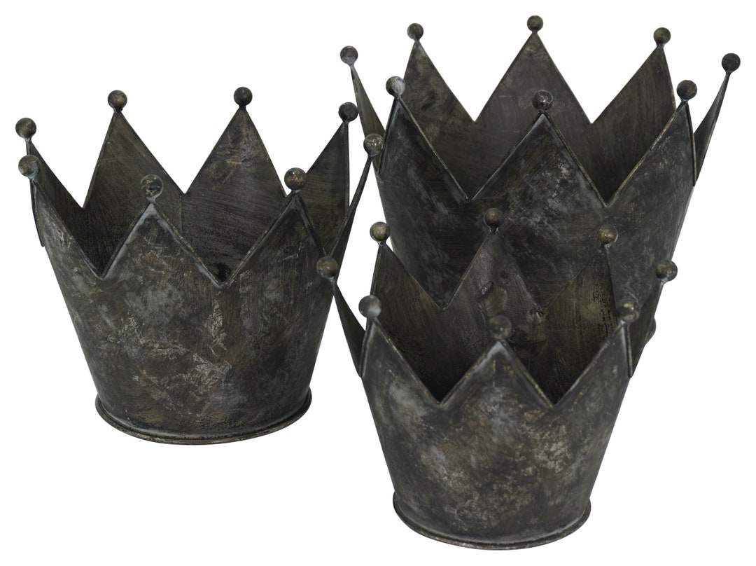 Krone Plant Pot, Set of 3 Plant Pots, Metal, Plant Crown, Decorative ...