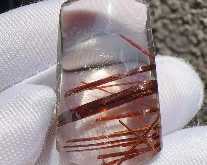 Natural Red Copper Rutilated Quartz Cabochon, Loose Stone, Making ...