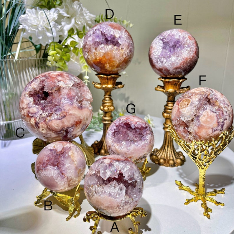 Pink Amethyst Geode Sphere, Brazilian Crystal Decor - Etsy