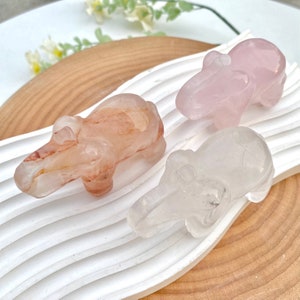 Crystal Quartz Elephant Carvings , Hand Carved Crystal Elephant ...