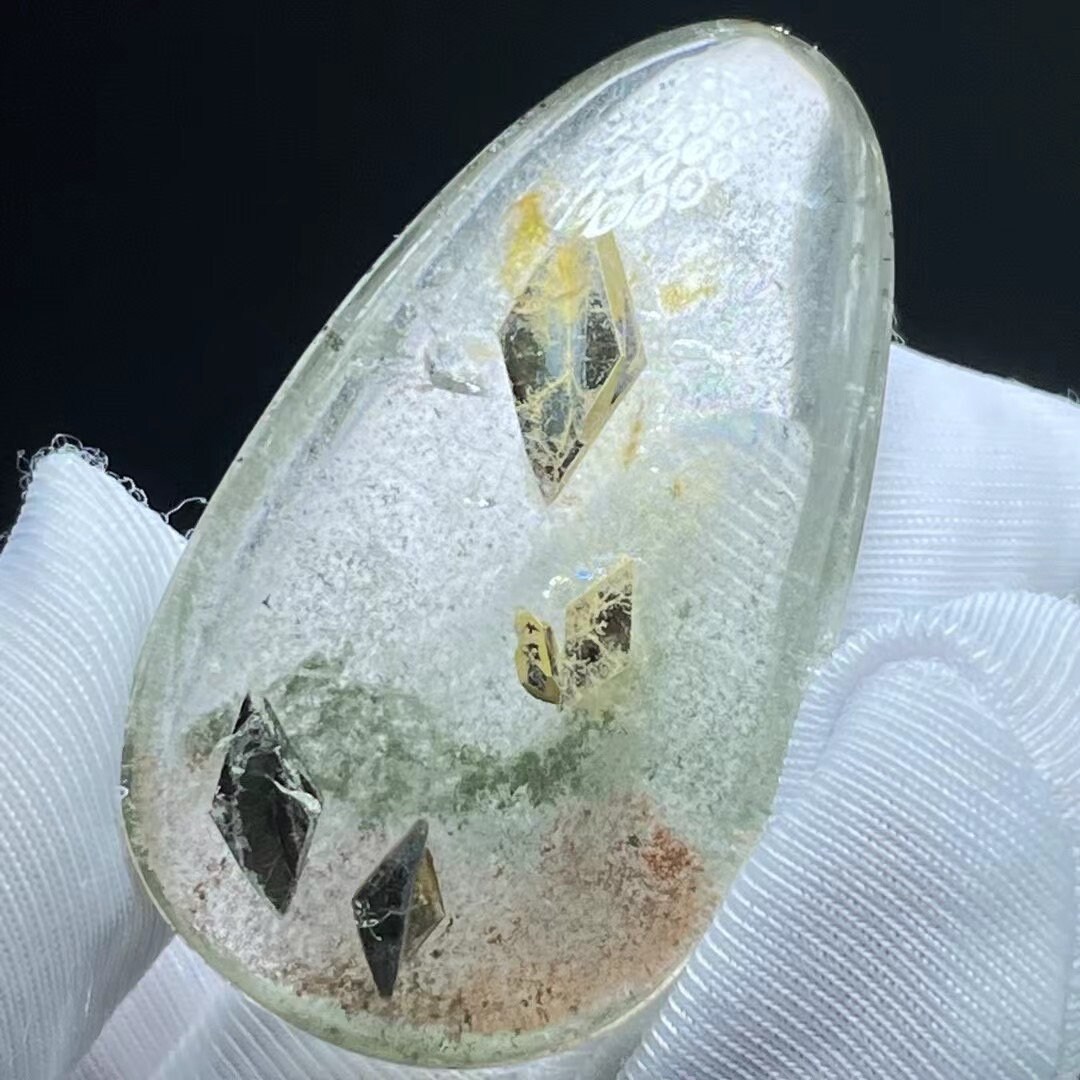 Natural Titanite in Quartz Cabonchon, Fully Wrapped Titanite Garden ...