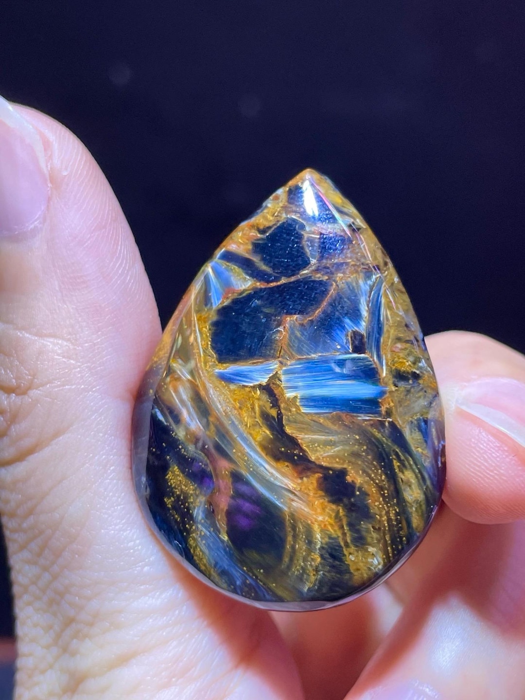 Rare Natural Blue Fire Pietersite Waterdrop Cabochon, High Quality ...