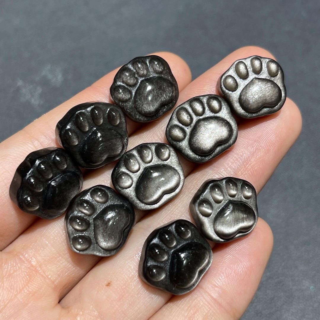 Mini Cat’s Paw Crystal Carvings, Obsidian Aquamarine Moonstone Amethyst ...
