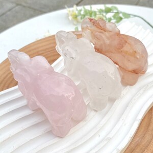 Crystal Quartz Elephant Carvings , Hand Carved Crystal Elephant ...