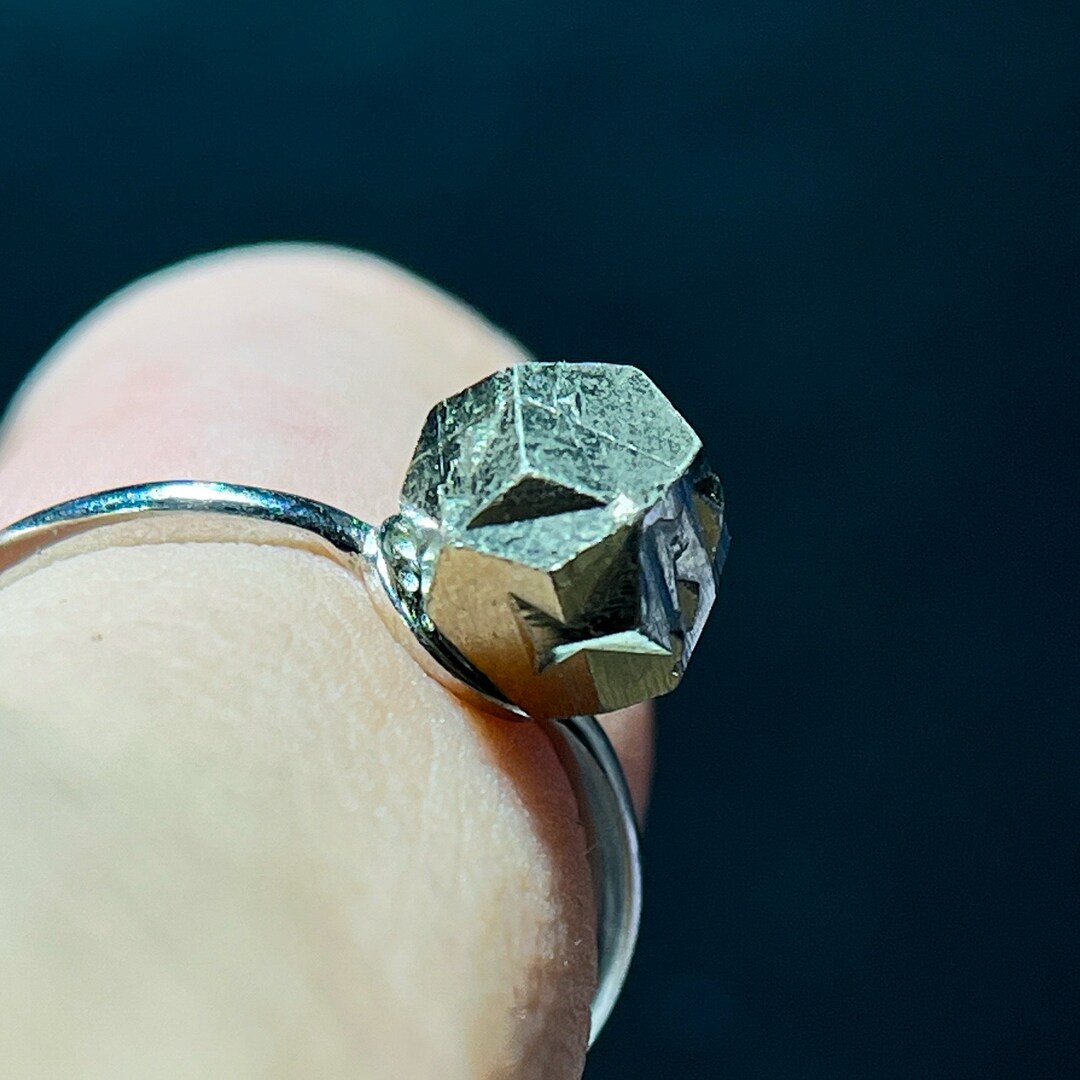 Natural Chalcopyrite Raw Stone Ring / Pendant, Rough Stone Ring ...