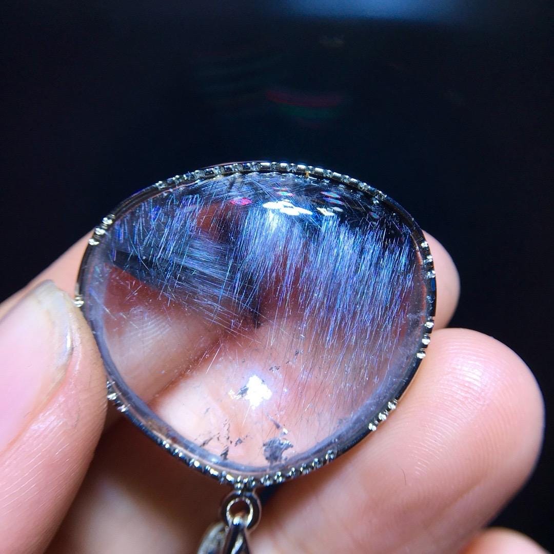 Natural Sliver Rutilated Quartz Waterdrop-shaped Pendant, Brookite ...