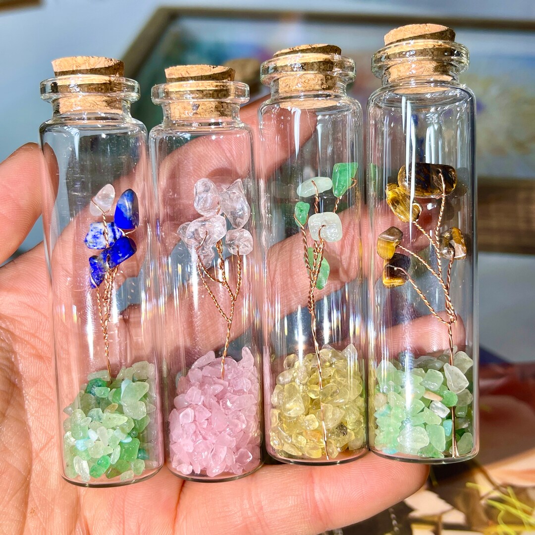 Chakra Crystal Chips Bottle Tree of Life,chakra Crystal Wishing Rose ...