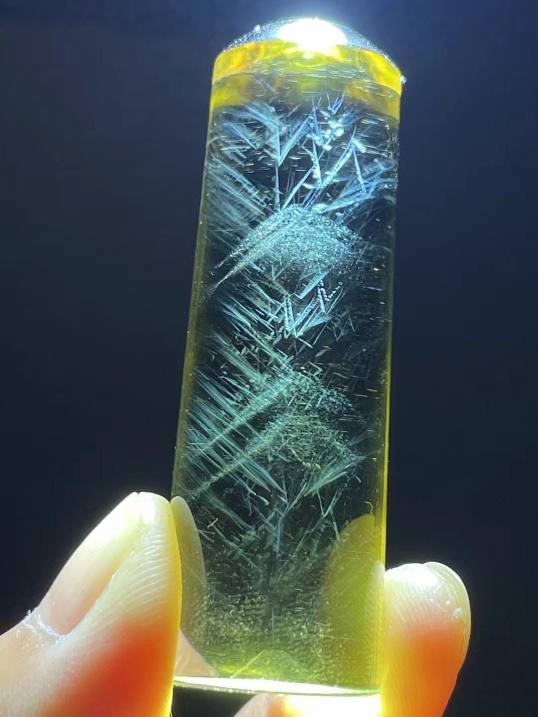 Blue Needles Citrine Quartz Polyhedron, Natural Blue Needle Phantom ...