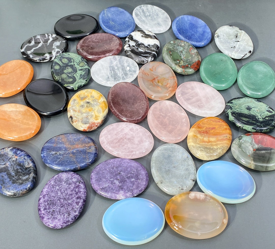 Oval Hand Carved Crystal Worry Stones , Chakra Healing and Balancing ...