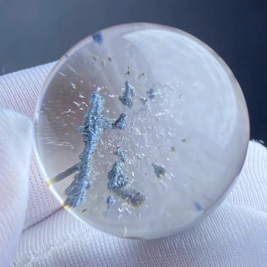 Blue Needles Ore Inclusion Clear Quartz Sphere , Natural Blue Needle ...