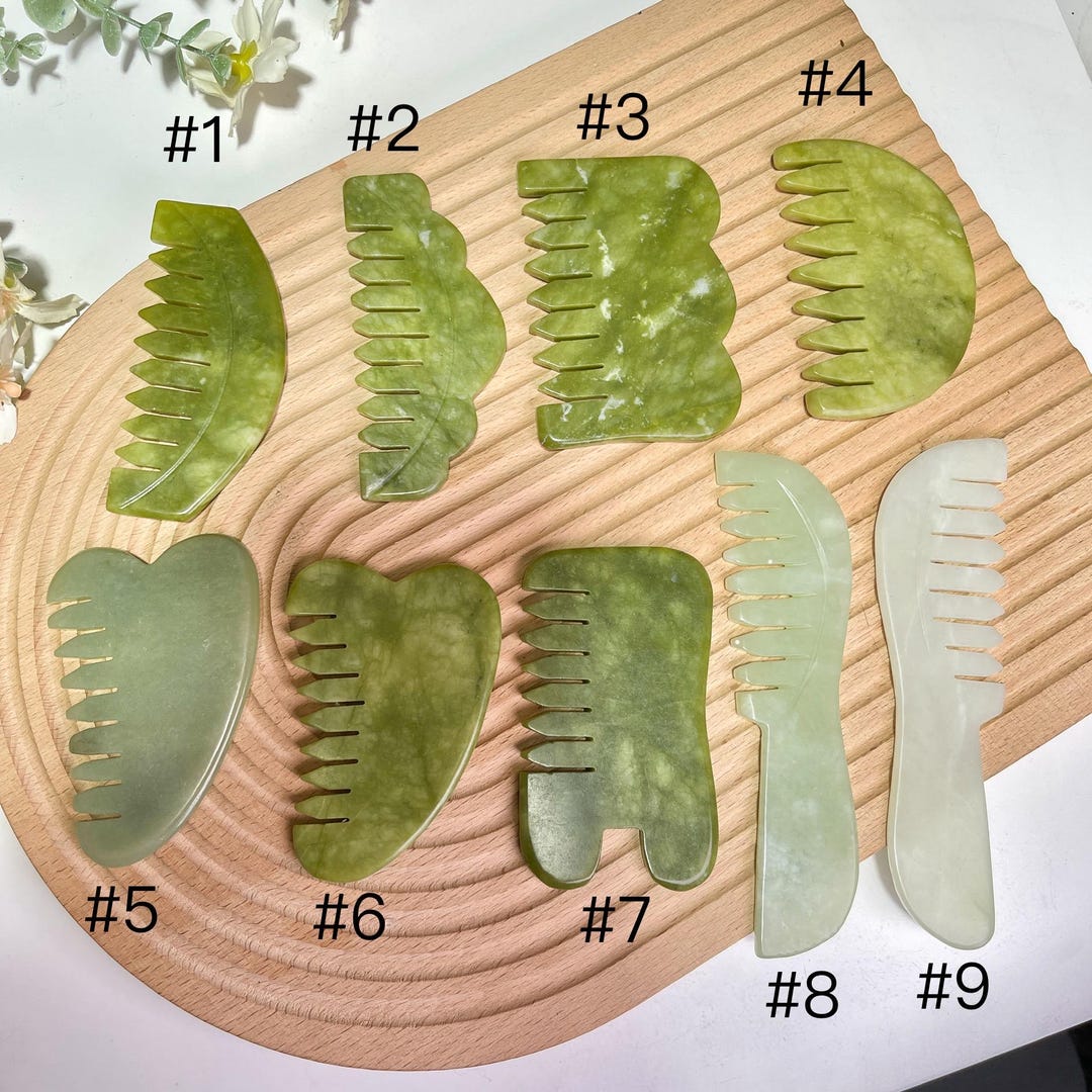 Natural Jade Massager Comb, Handcarved Jade Comb, Crystal Comb, Hair ...