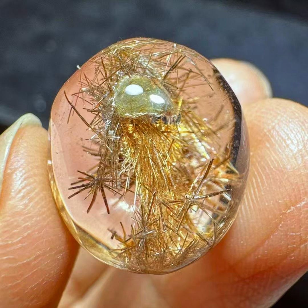 Natural Golden Rutilated Flower Quartz Egg Cabonchon,rutilated ...