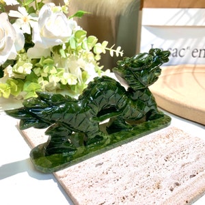 Green Jade Dragon Carvings, Hand Carved Crystal Dragon, Crystal Animal ...