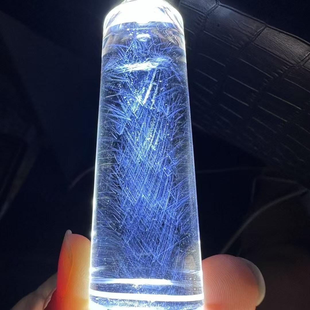 Blue-needle Quartz Cylindrical Tower, for Chakra Cleansing & Spiritual ...