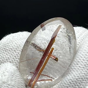 Red Rutile Cross in Quartz Cabochon, Bronze Copper Rutilated Quartz ...