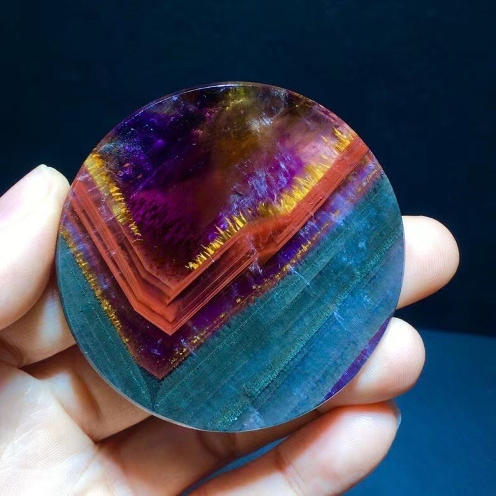 Natural Auralite Aurora 23 Round Plate, Healing Gemstone, Cacoxenite ...