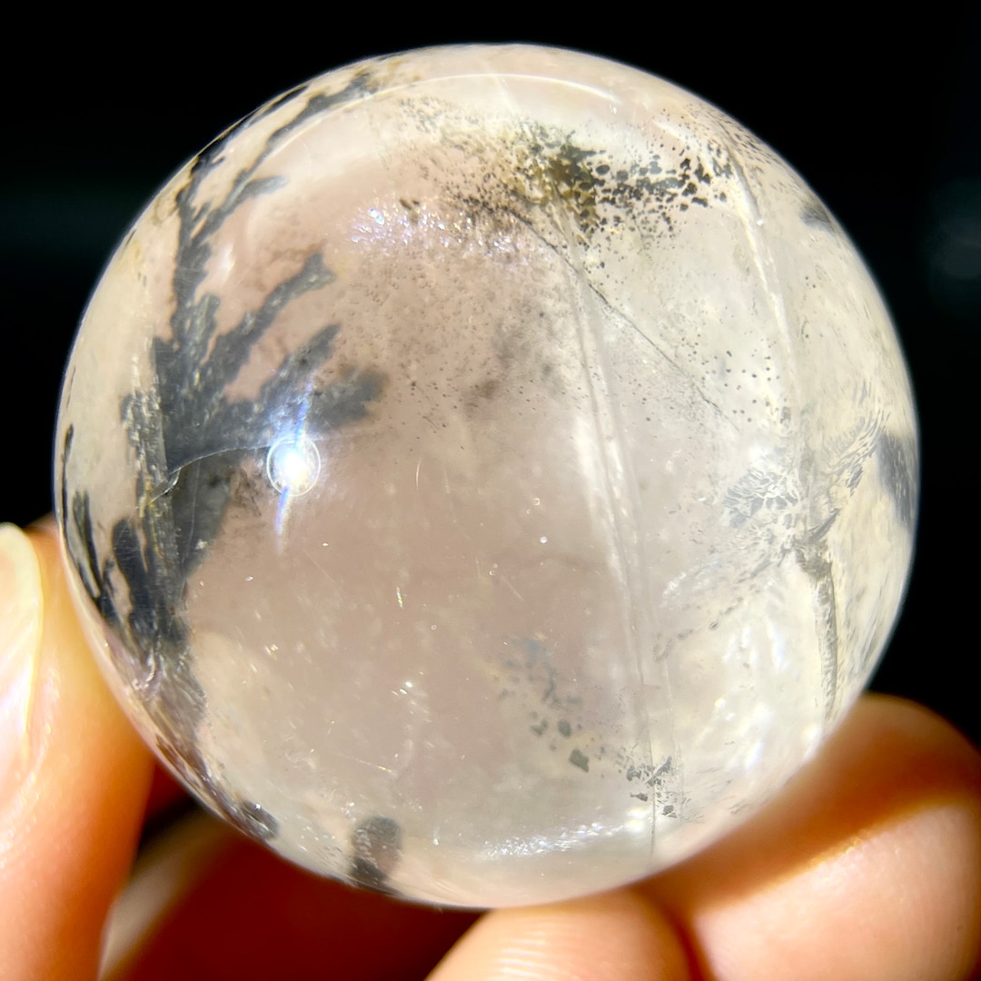 Natural Dendritc Girasol Quartz Crystal Sphere, Dendrite Inclusions ...