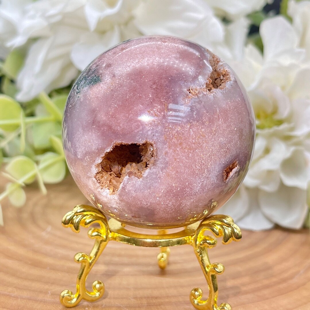 Pink Amethyst Geode Sphere, Polished Brazilian Sphere, Protective ...