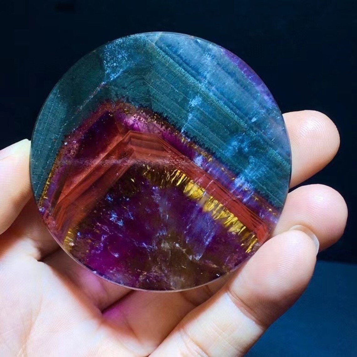 Natural Auralite Aurora 23 Round Plate, Healing Gemstone, Cacoxenite ...