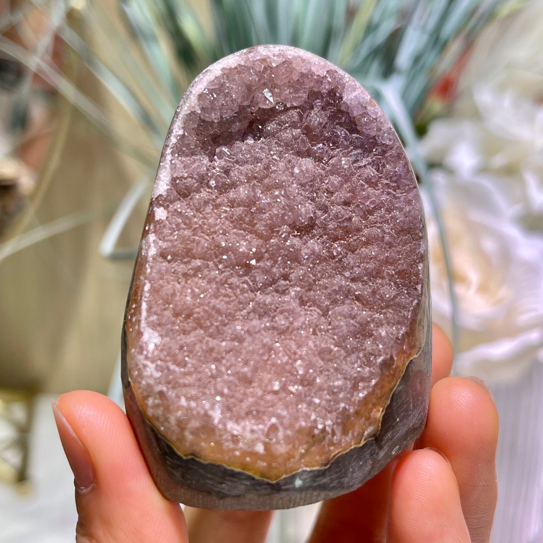 Rainbow Pink Amethyst Geode Cut Base , Healing Crystal , Brazil ...