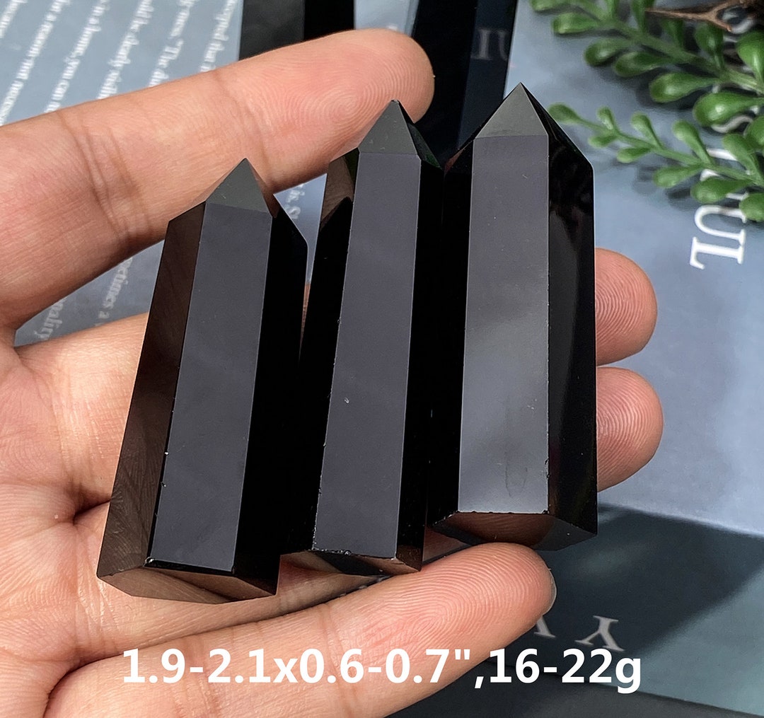 Black Obsidian Pointed Gemstones Healing Point Tower Obelisk , Crystal ...