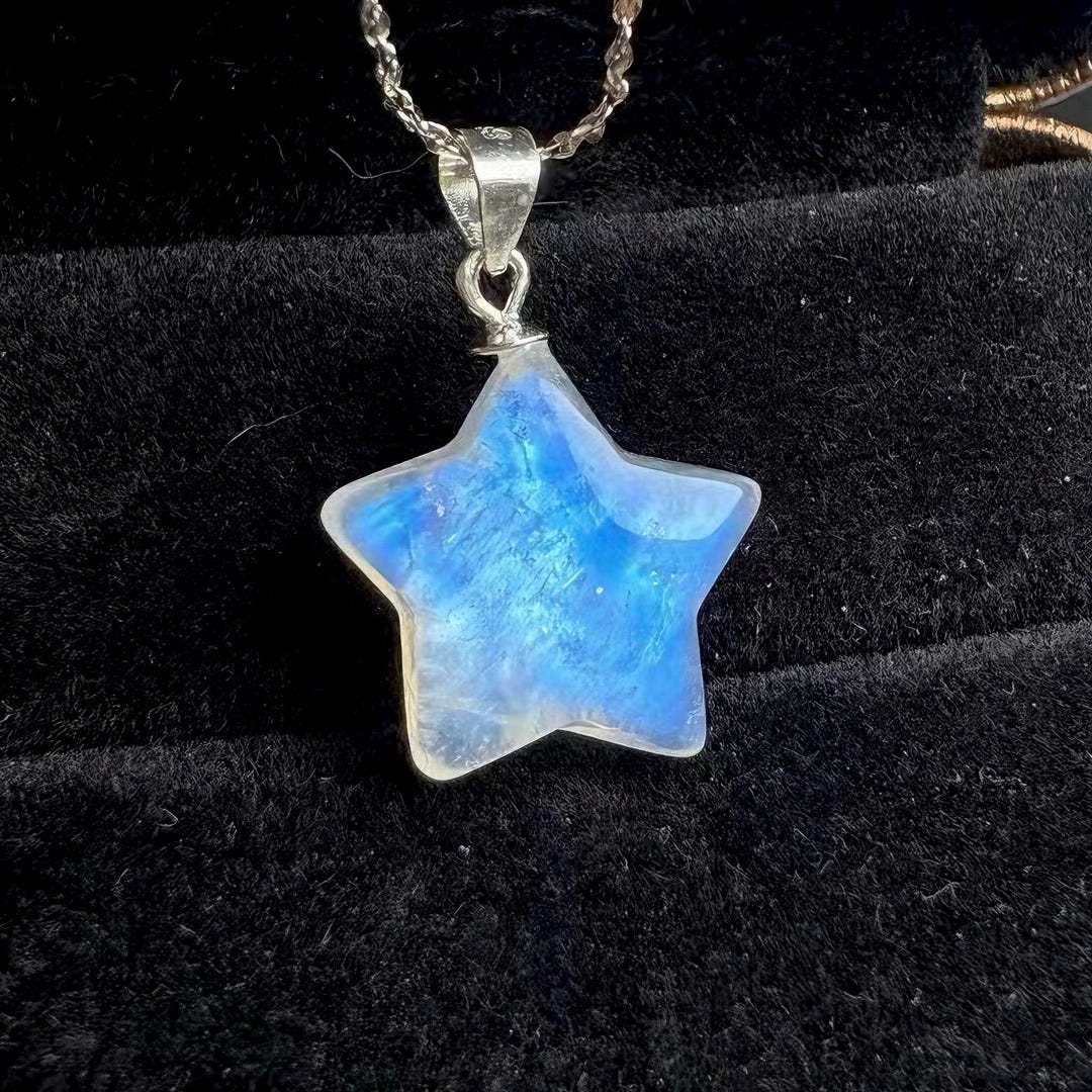 Natural Moonstone Star Pendant | S925 Sterling Silver Necklace ...