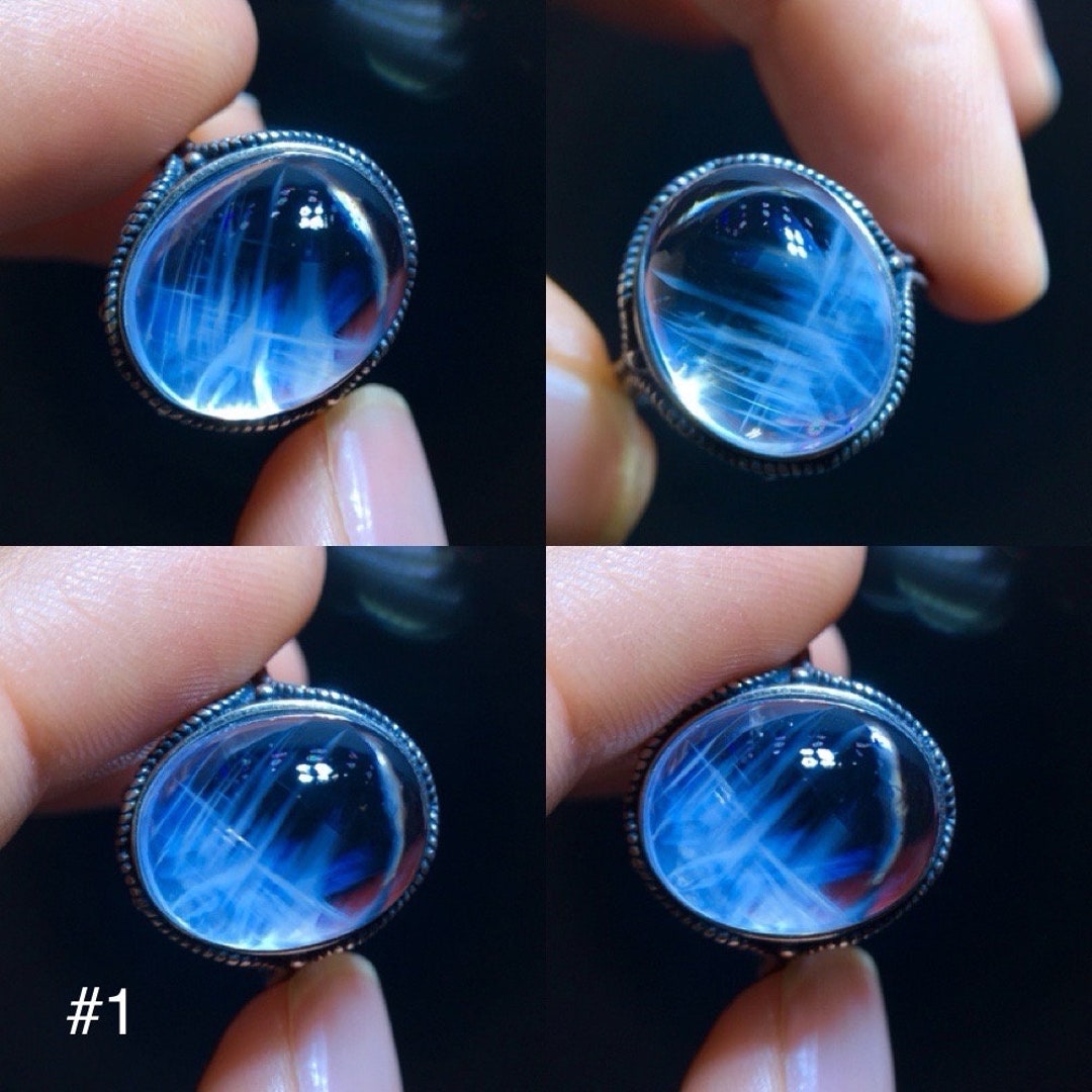 Natural Blue Needles Quartz Ring, Crystal Ring, Crystal Collection ...