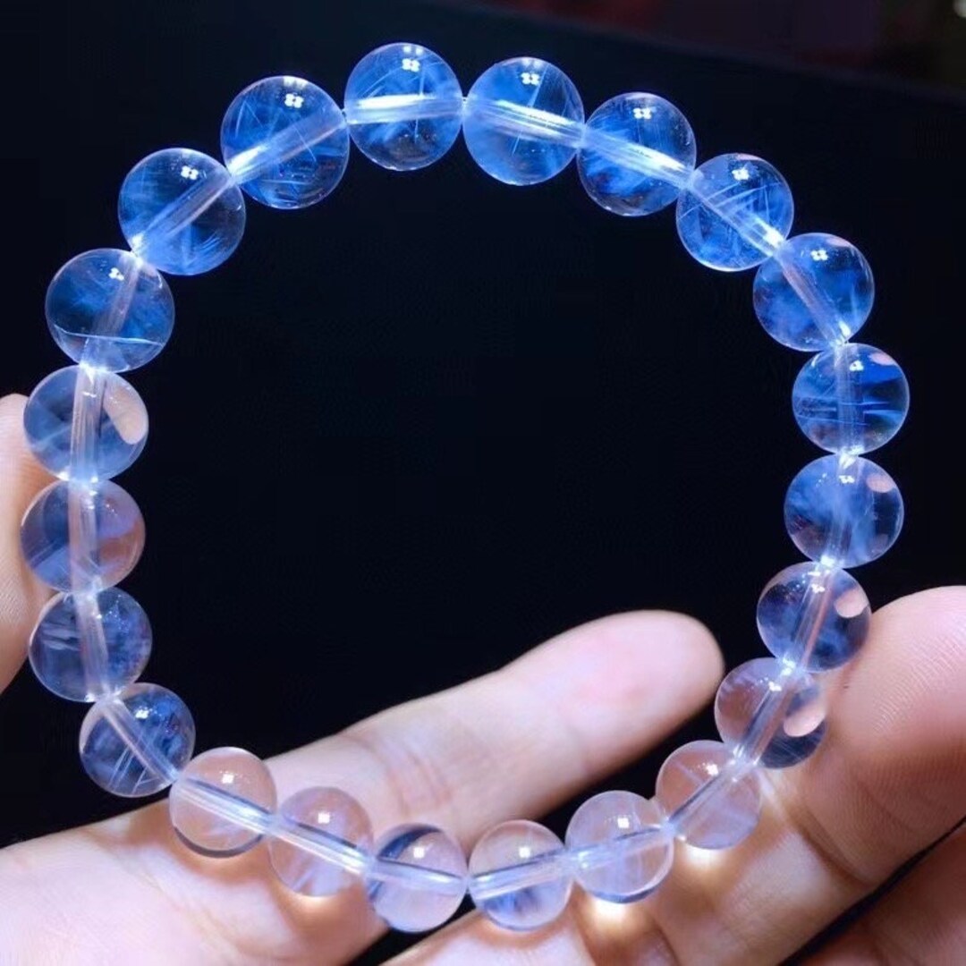 Natural Blue Needles Quartz Bead Bracelet, Crystal Bracelet, Crystal ...