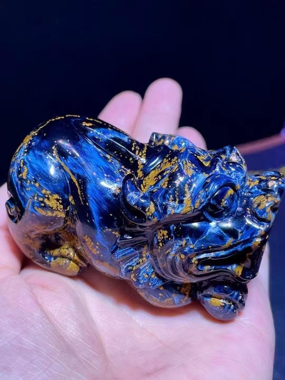 Blue Fire Pietersite Carved Pi Xiu Statue, Gemstone Ornament - Etsy