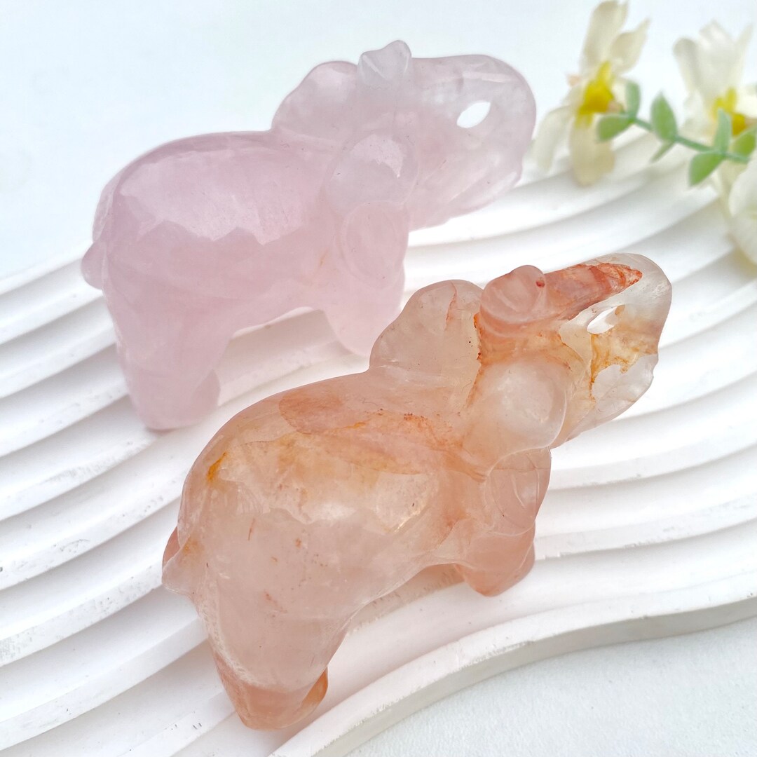 Crystal Quartz Elephant Carvings , Hand Carved Crystal Elephant ...