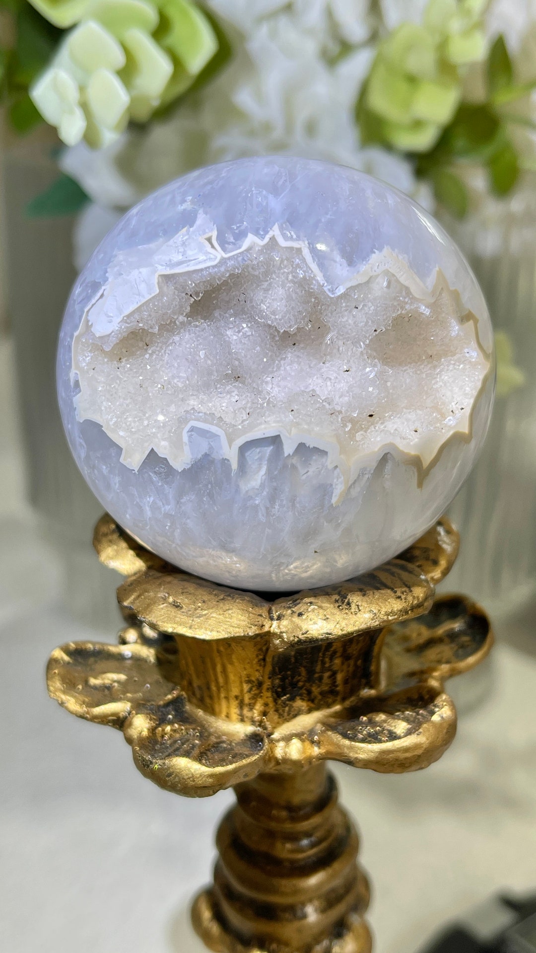 Gorgeous Polished Brazilian Agate Sphere, Amethyst Geode Sphere ...