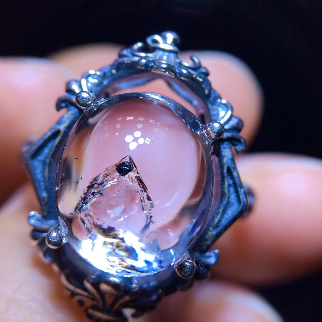 Rare Enhydro Quartz With Quick Sand Crystal Ring, Natural High Quality Water Bubbles Quartz ...