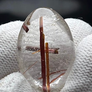 Red Rutile Cross in Quartz Cabochon, Bronze Copper Rutilated Quartz ...