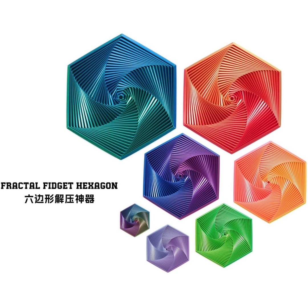 Fractal Fidget Hexagon, Hexagonal Spiral Decompression Toy, 3D Printing ...