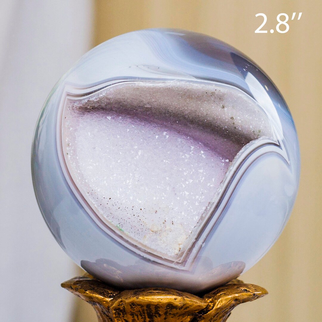 Gorgeous Polished Brazilian Agate Sphere, Amethyst Geode Sphere ...